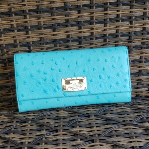 kate spade | Bags | Kate Spade Cyndy Wellesley Ostrich Pool Wallet New ...